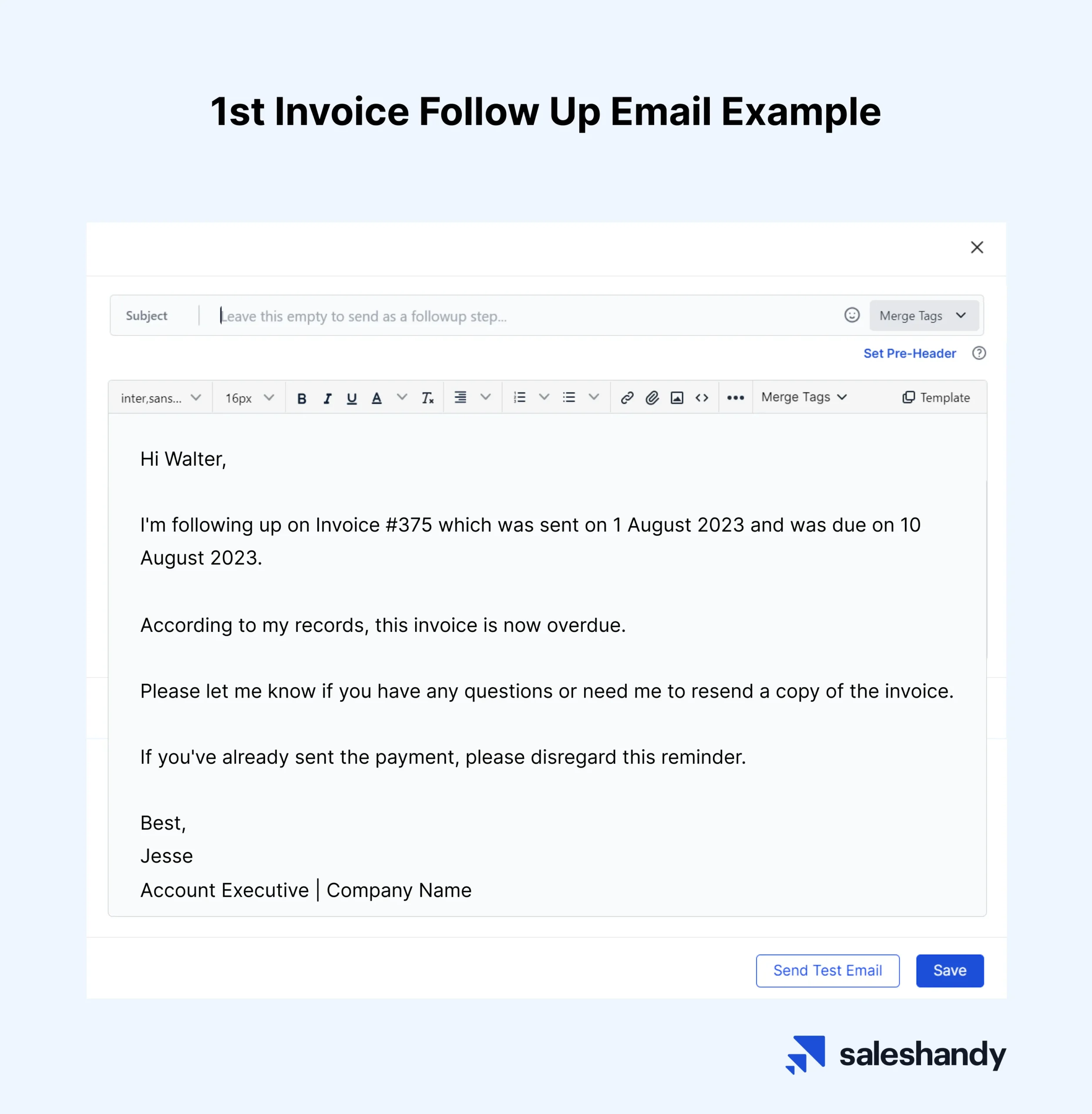 Past Due Invoice Email Past Due Invoice Email