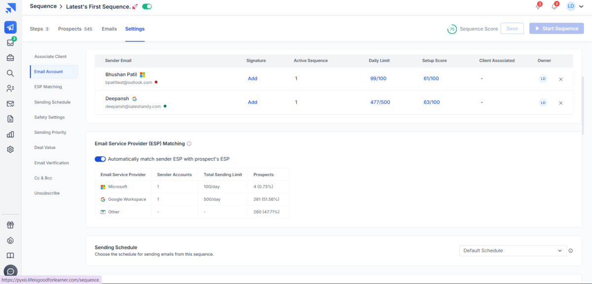Introducing ESP Matching in Saleshandy